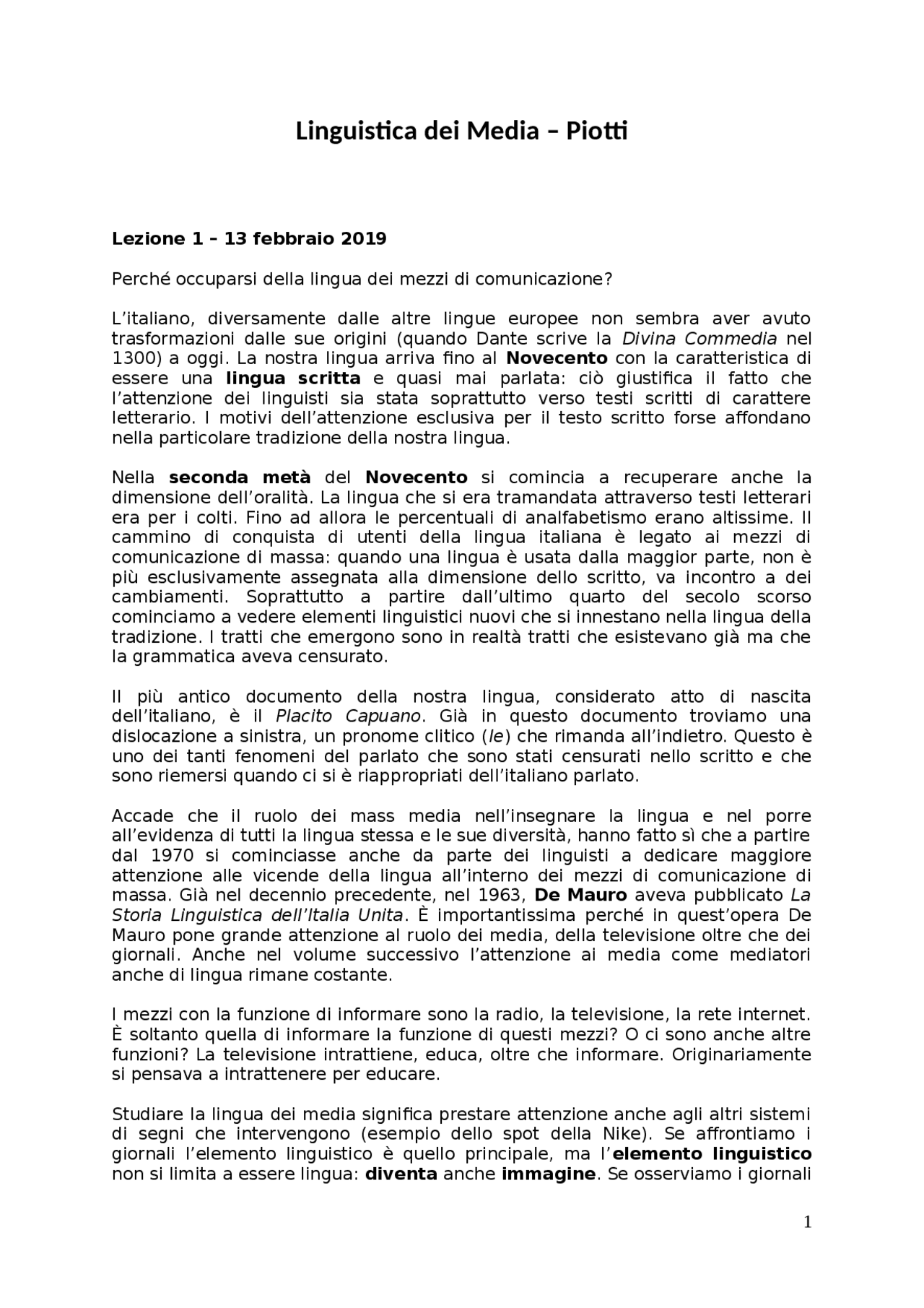 Linguistica Dei Media Piotti Moduli A E B 20182019 Docsity