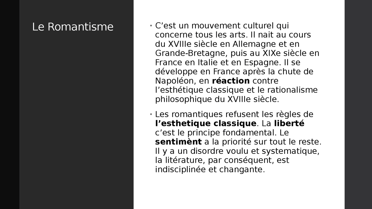 Romanticismo Francese Power Point Completo Docsity