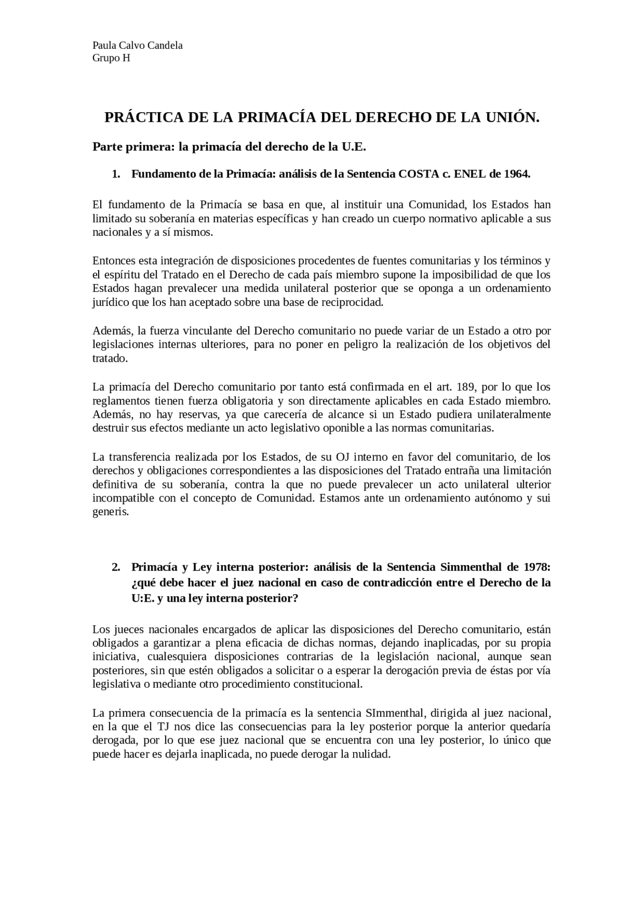 Práctica comunitario | Ejercicios de Derecho Laboral Comunitario | Docsity