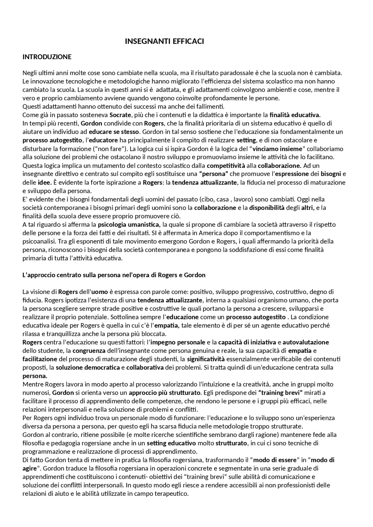 Insegnanti Efficaci Thomas Gordon Docsity