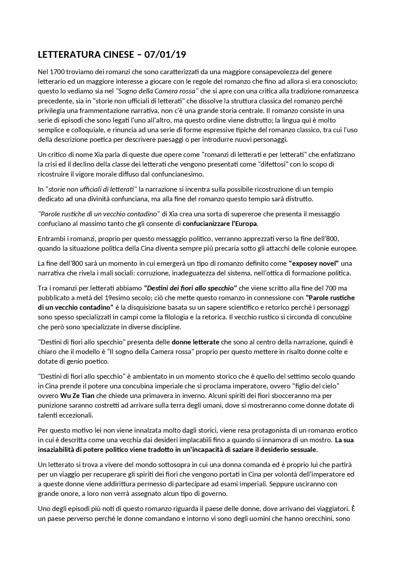 Letteratura Cinese Due Appunti Docsity