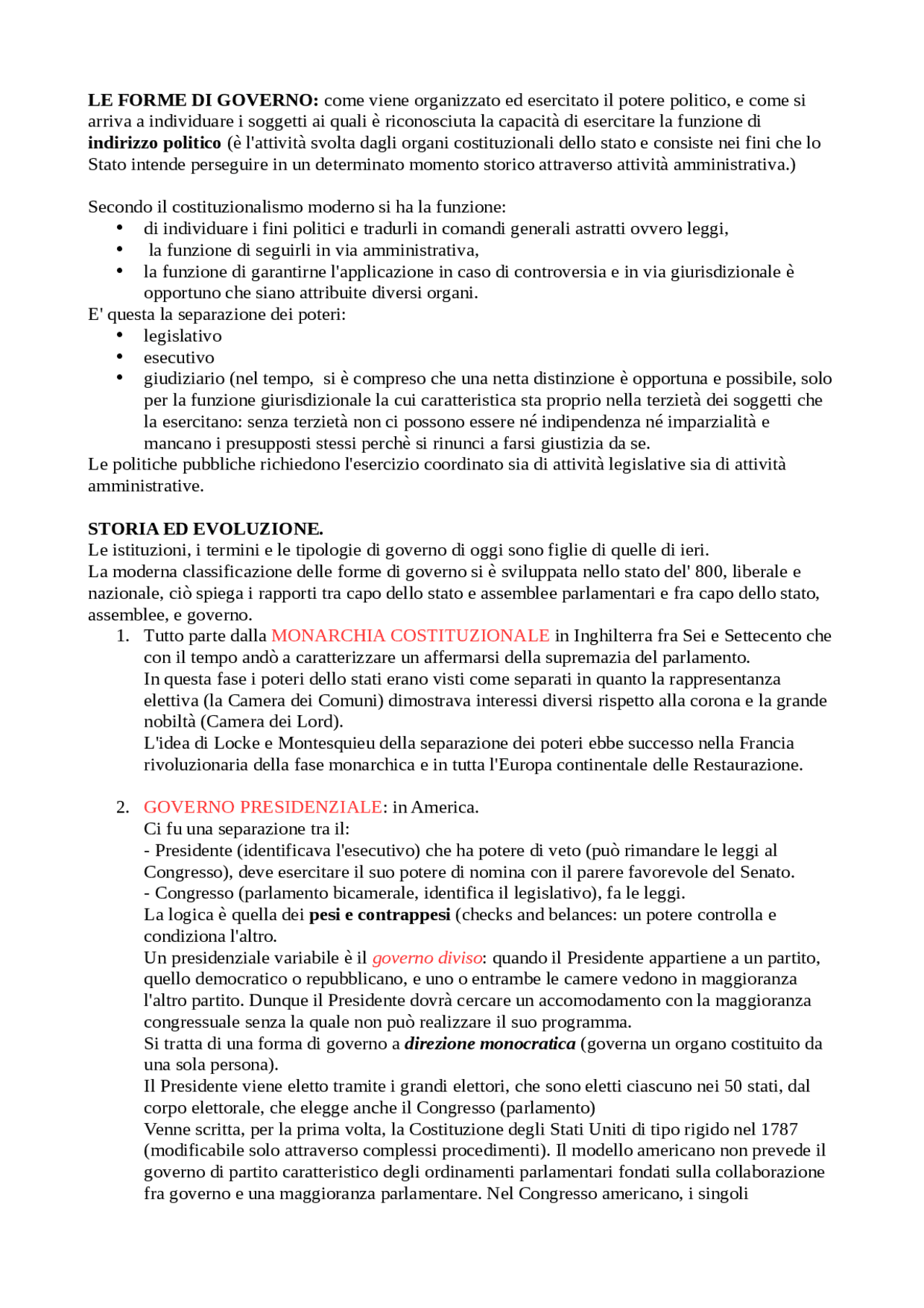 Le Forme Di Governo Docsity