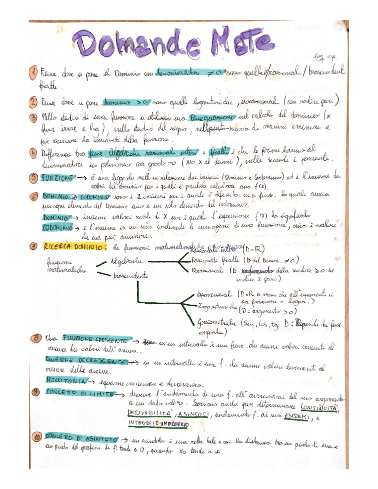 Domande Di Matematica Maturità Schemi E Mappe Concettuali Di