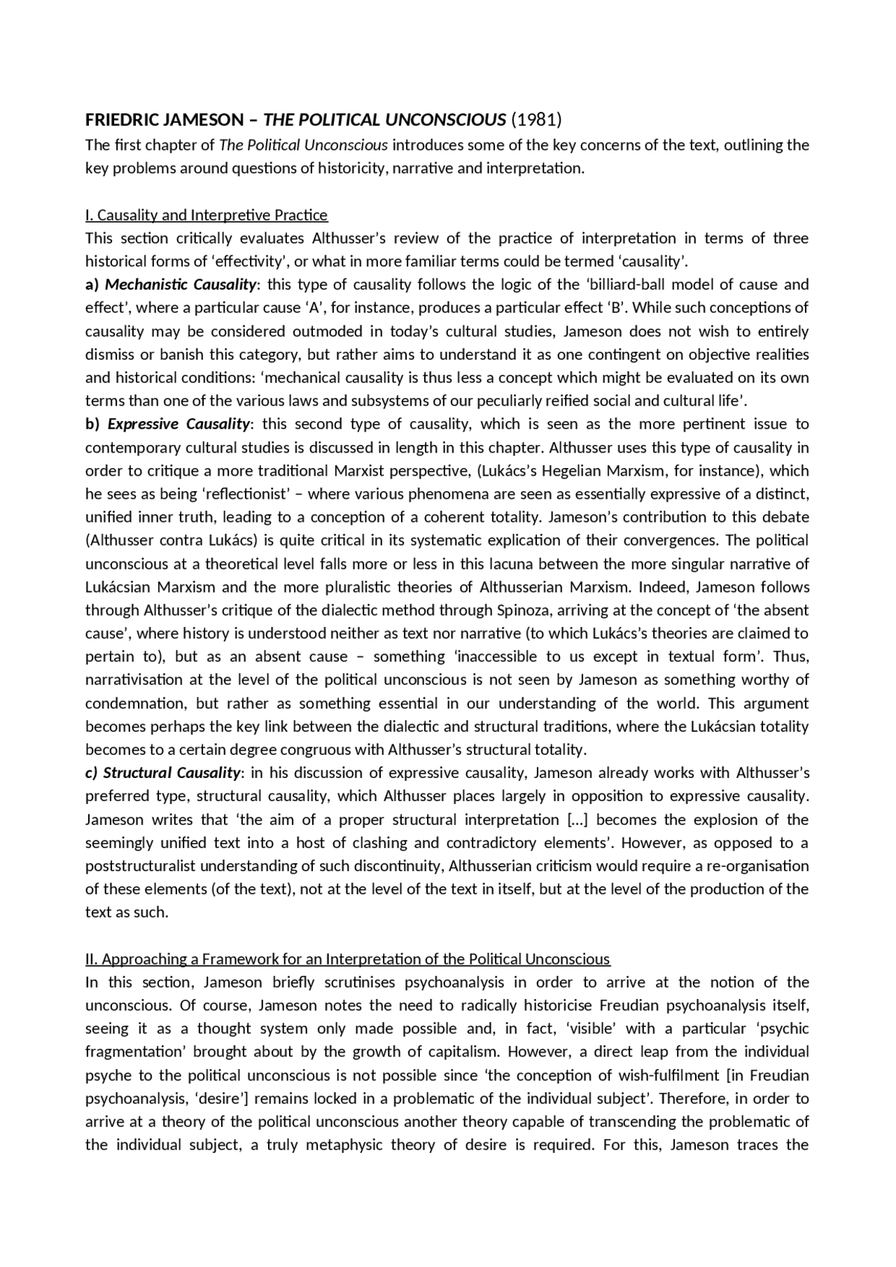 Jameson, Political Unconscious | Sintesi del corso di Critica ...