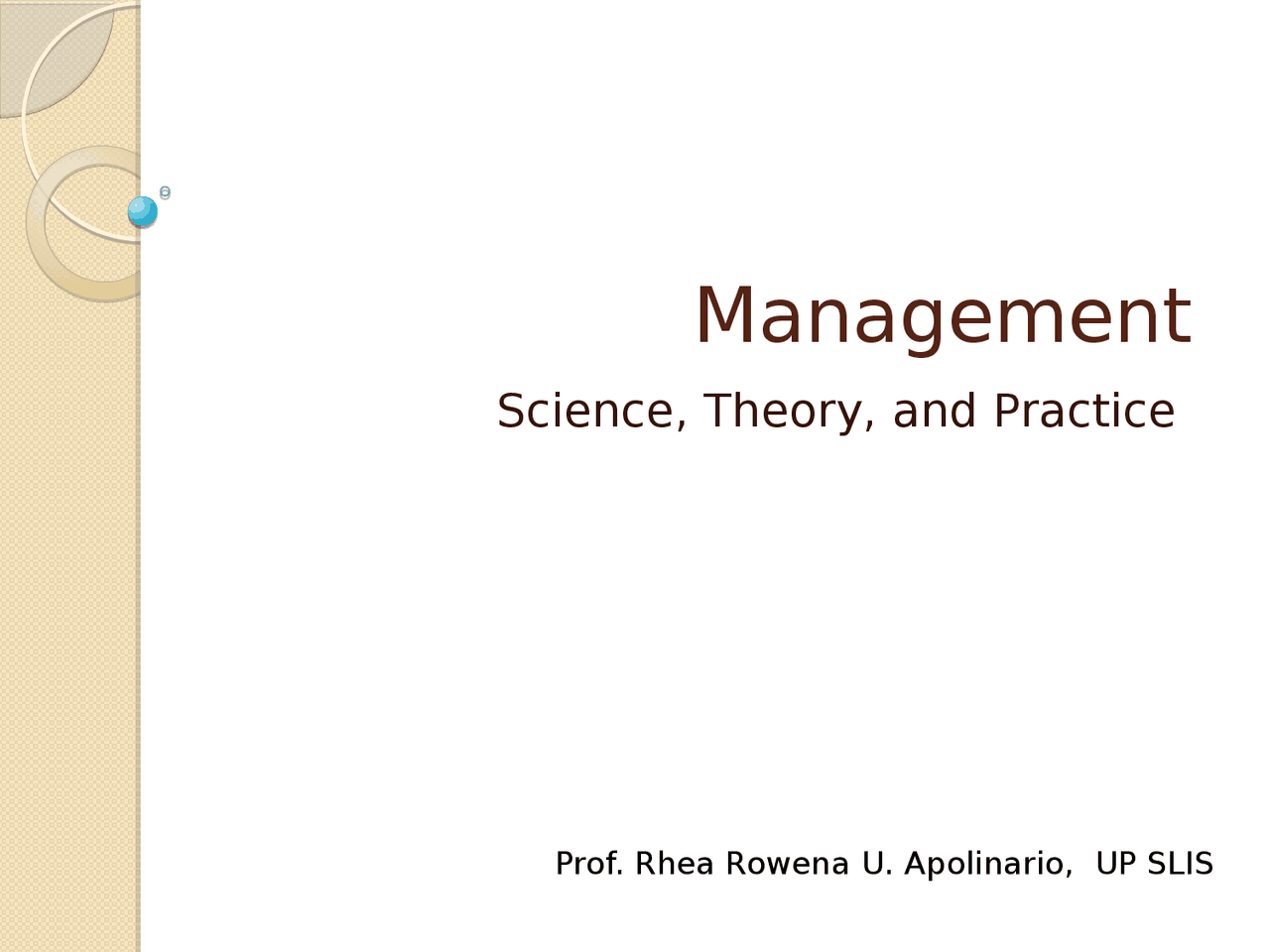 Management Science Theory And Practice Lecture Notes Library Science Docsity