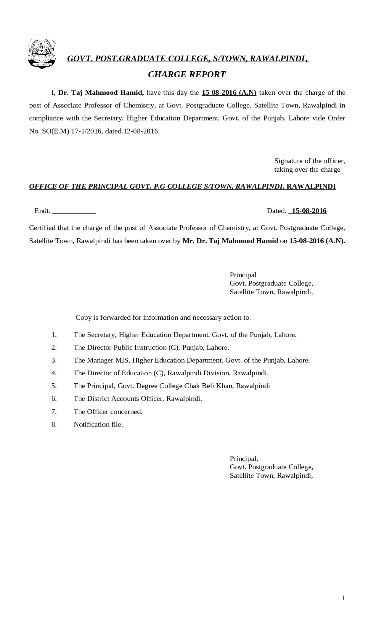 Charge report chemistry biology - Docsity