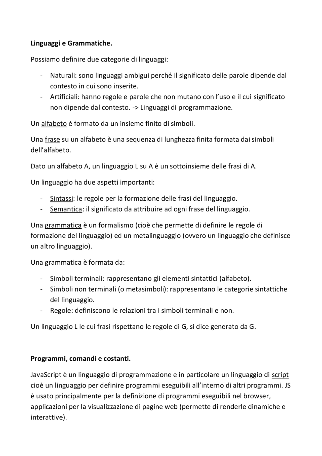 Riassunto dispensa di Ambriola | Dispense di Elementi di Informatica | Docsity