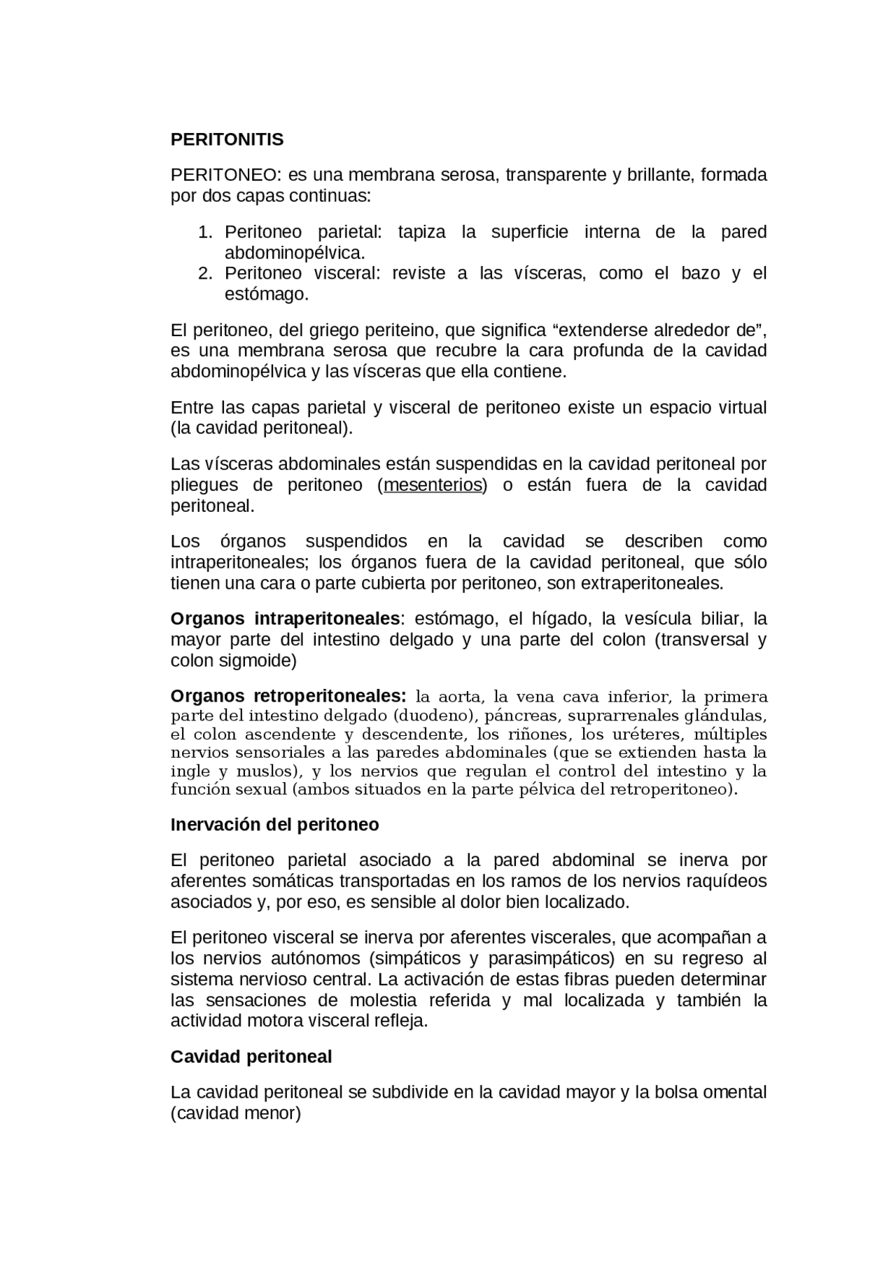 Peritonitis y Clasificacion | Apuntes de Cirugía General | Docsity