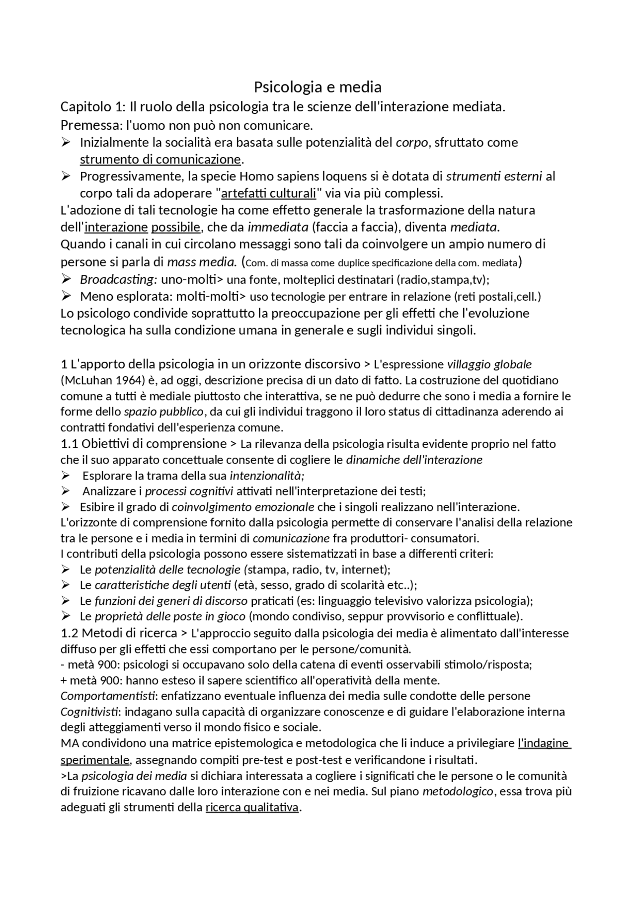 Psicologia E Media Giuseppe Mininni Docsity
