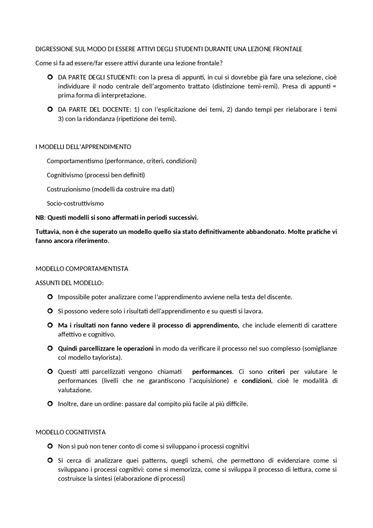 Modelli Di Apprendimento Docsity