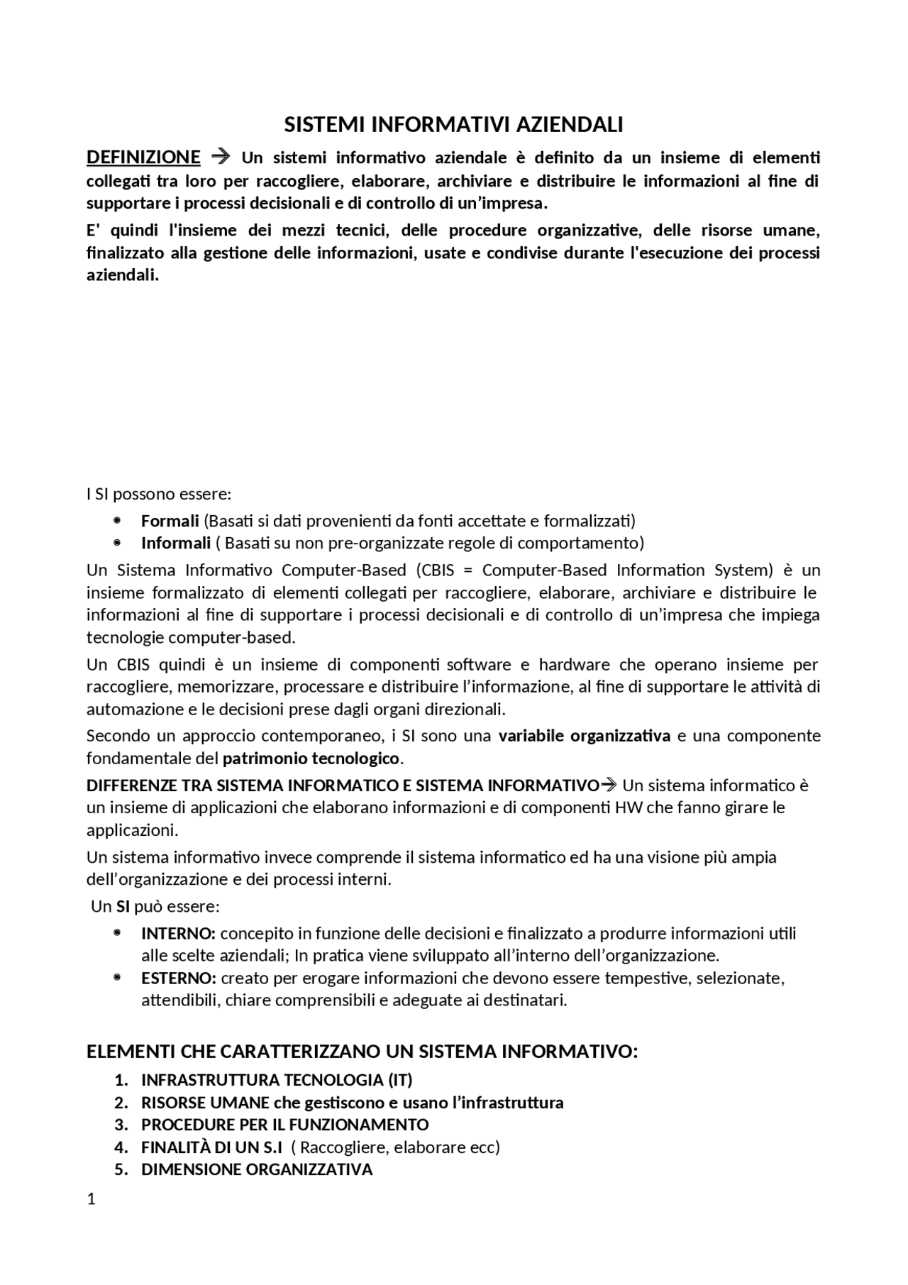 Sistemi Informativi Docsity