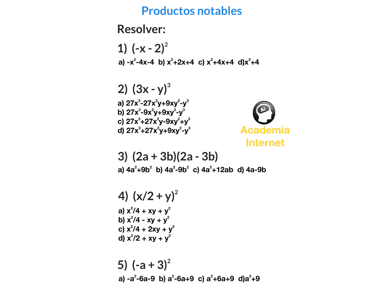 Productos Notables Ejercicios Docsity