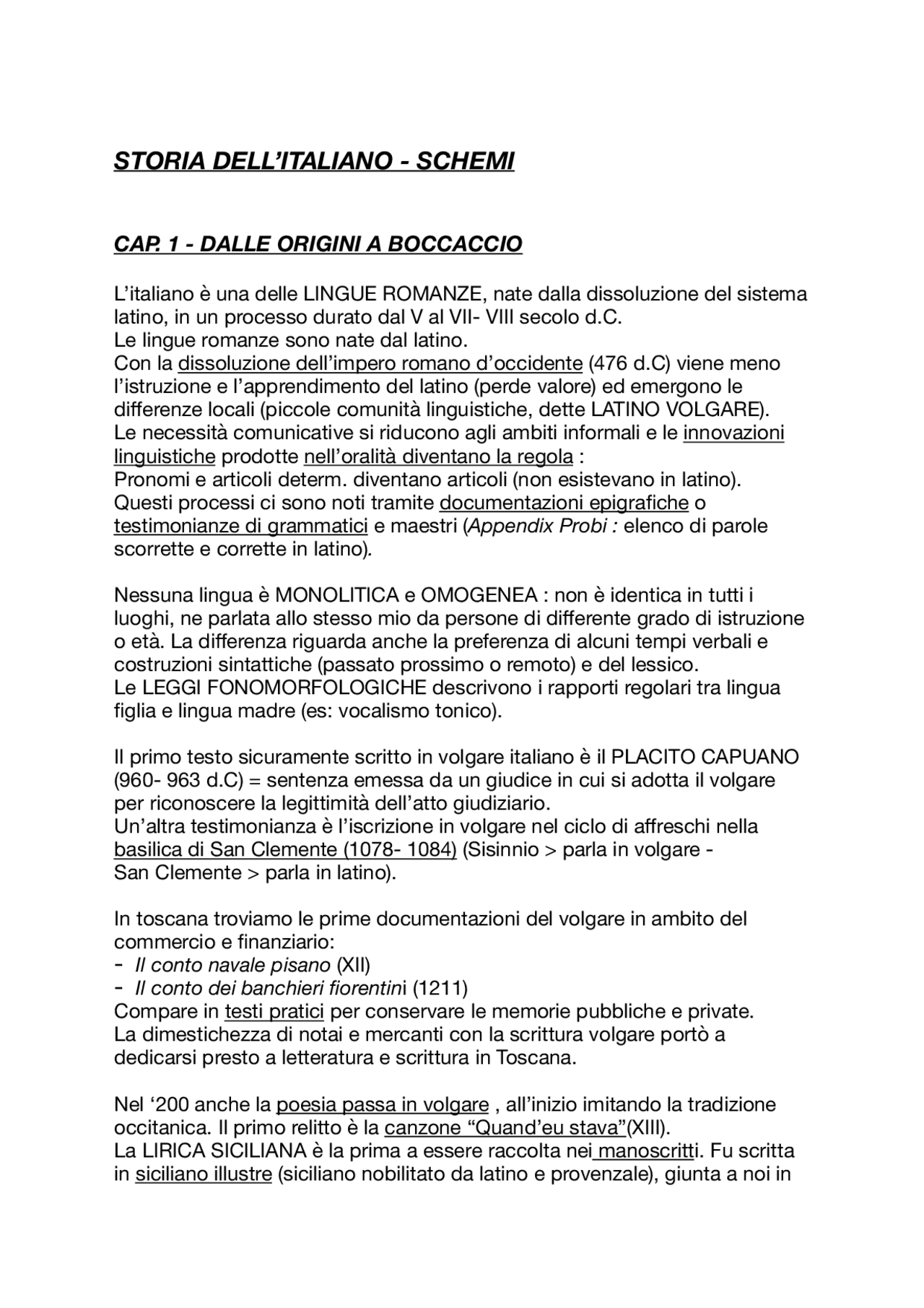 Riassunto Storia Dellitaliano” Di Roberta Cella Docsity