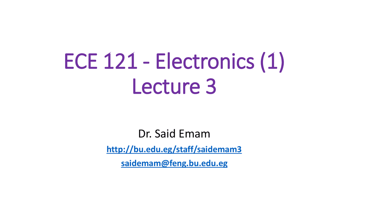 Lecture Electronics Diode Docsity