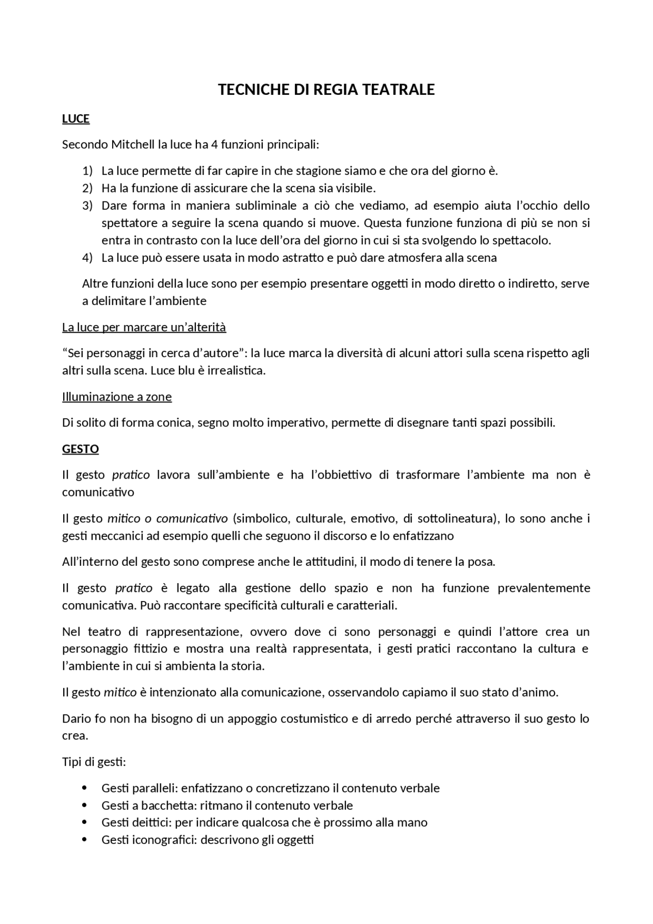 Tecniche Di Regia Teatrale Docsity