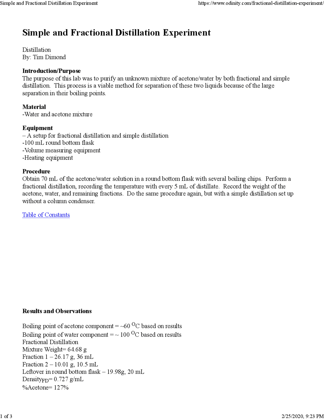 Distillation Process Docsity