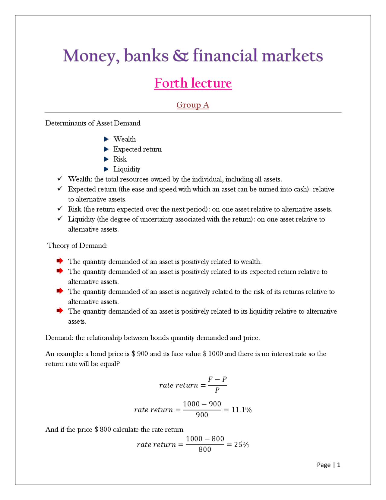 Banking 4th Lecture Docsity