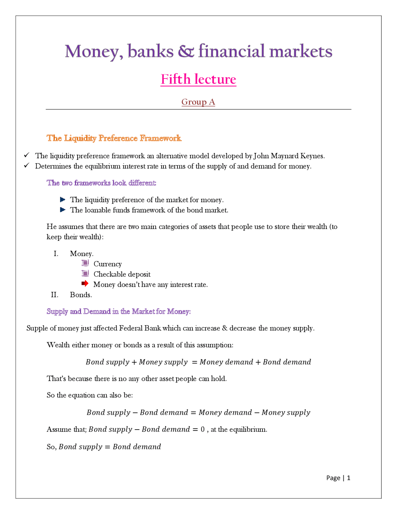 Banking 5th Lecture Docsity