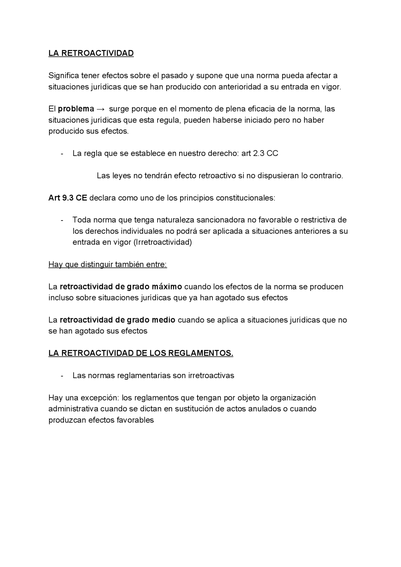 LA RETROACTIVIDAD DERECHO ADMINISTRATIVO - Docsity