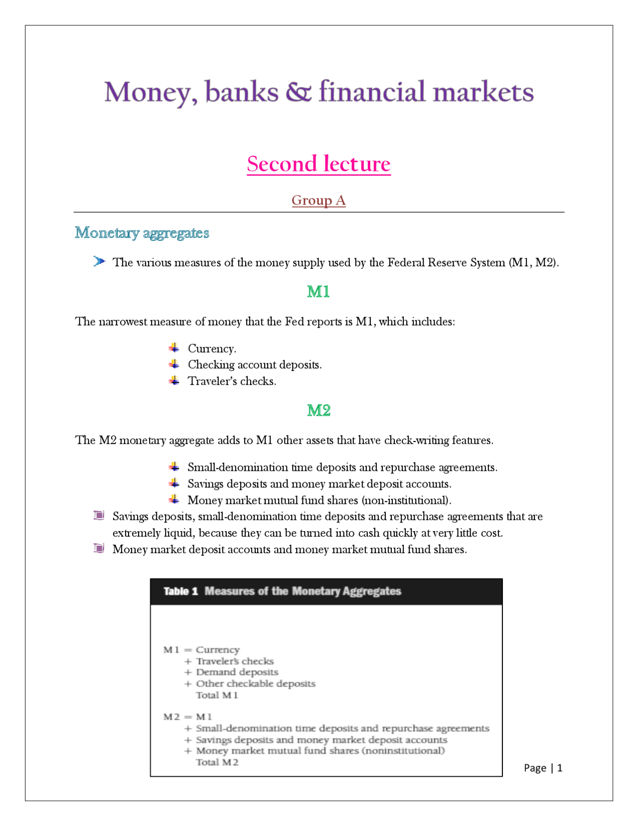Banking 2nd Lecture Docsity