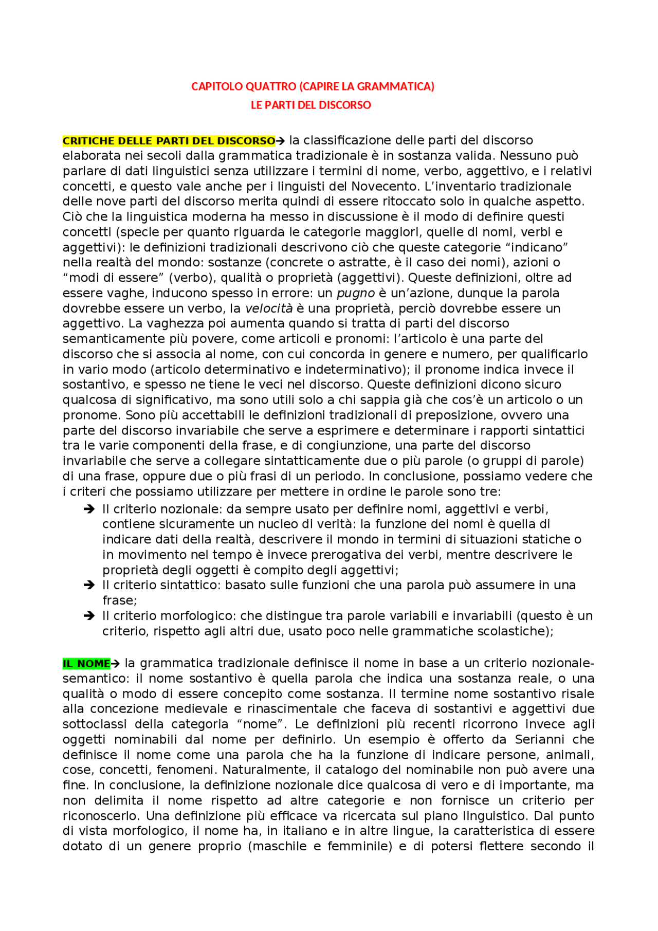 Capire La Grammatica Colombo Graffi Riassunto Docsity