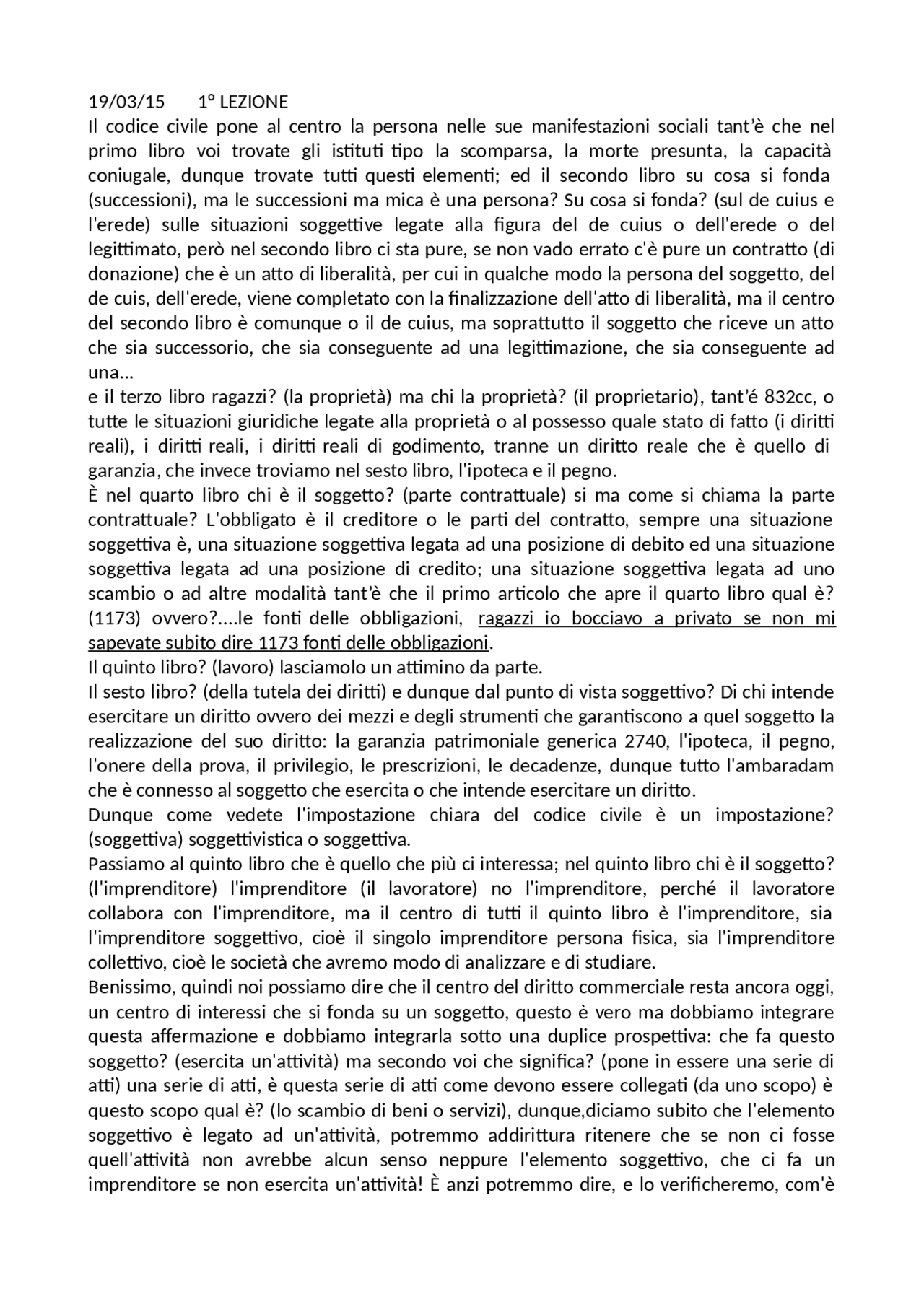 1 Lezione Diritto Commerciale Docsity