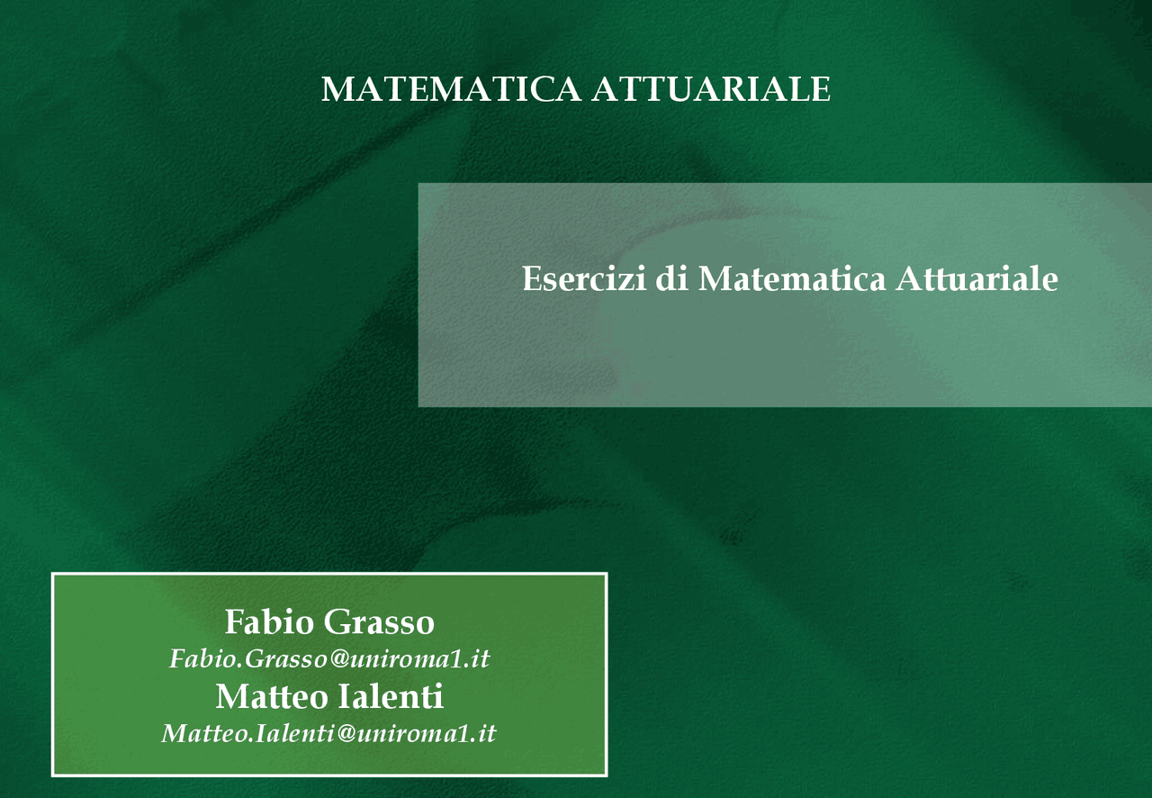 Esercizi Matematica Attuariale Esercizi Di Matematica Applicata Docsity