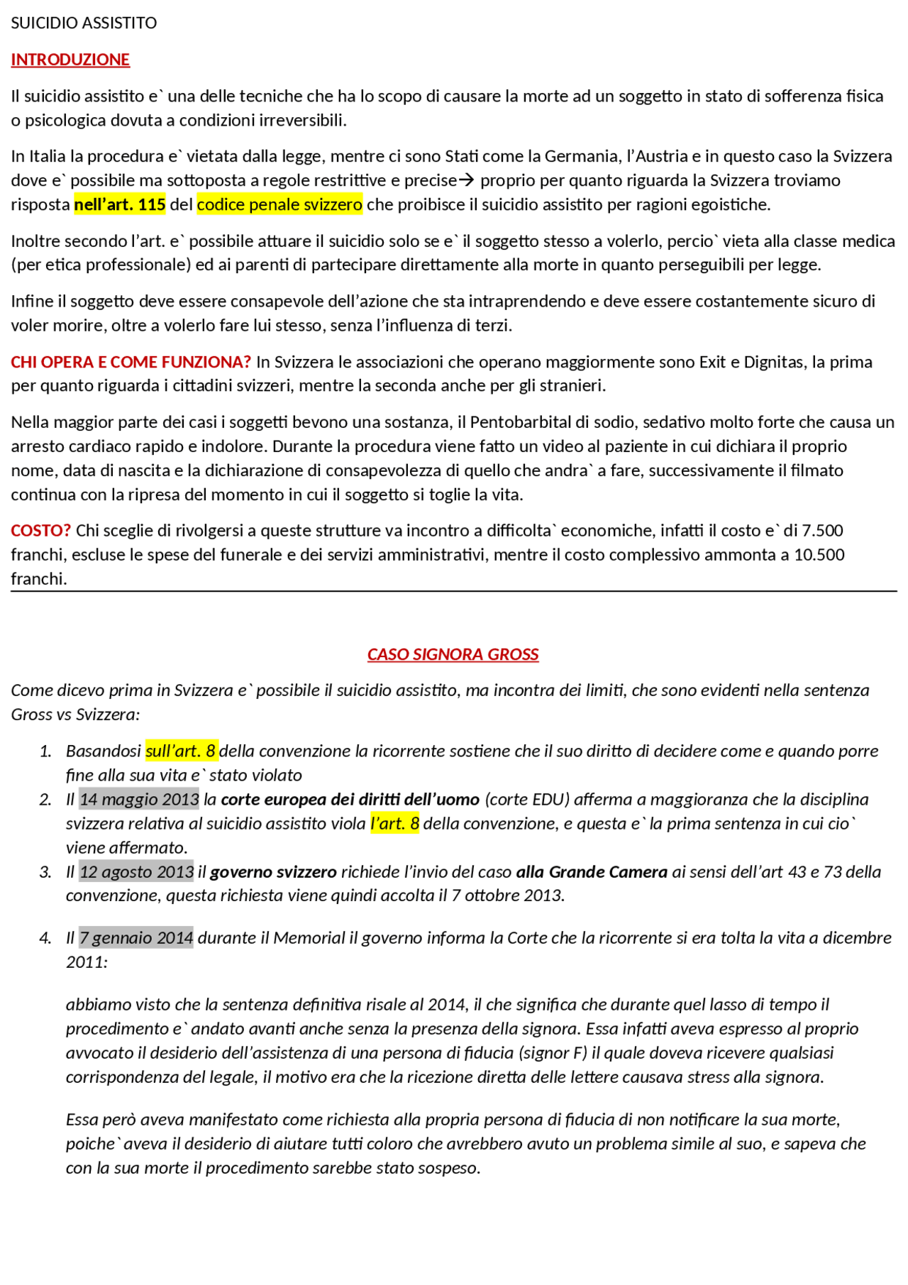 Suicidio Assistito Ricerca Personale Docsity