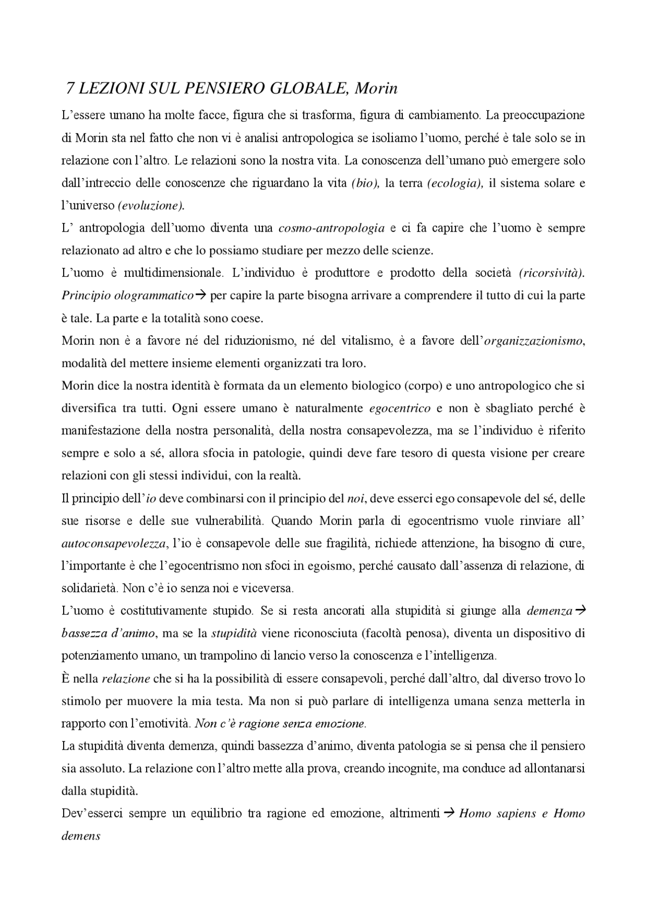 Appunti Di Etica Della Formazione Docsity