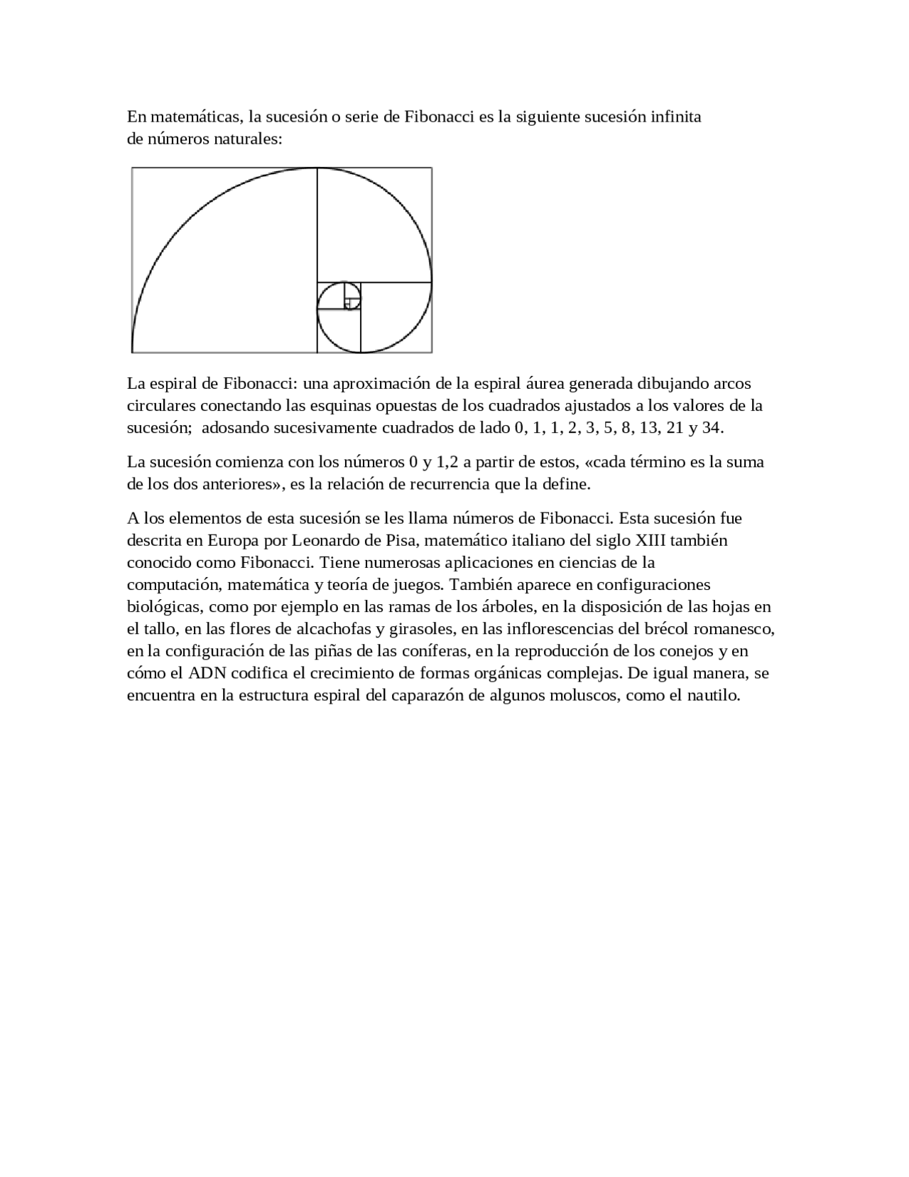Sucesión de fibonacci - Docsity
