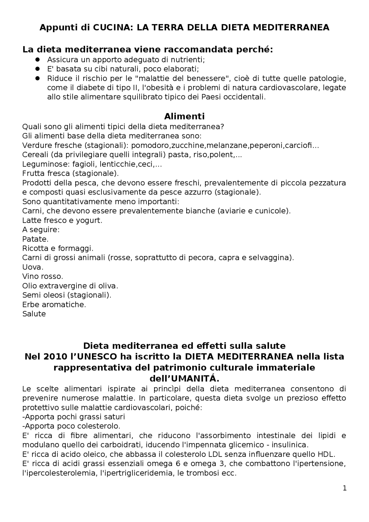 Programma di cucina 5° anno Alberghiero - Docsity