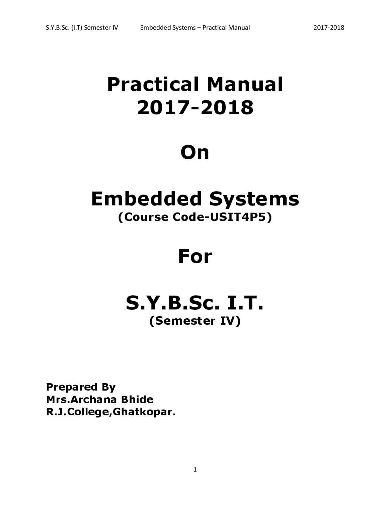 Embedded Systems Practicalpdf Lecture Notes Embedded Systems Docsity
