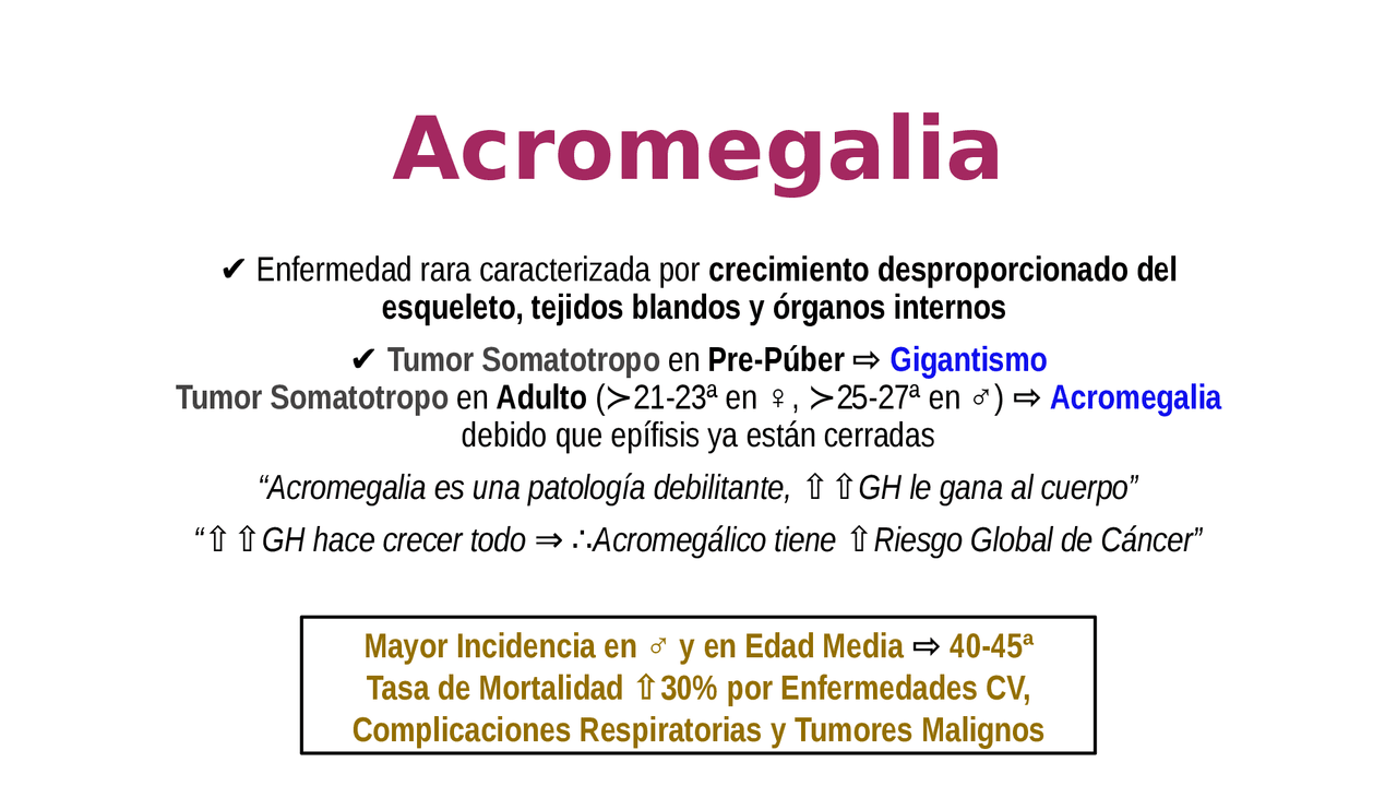 Acromegalia Endocrinología Docsity