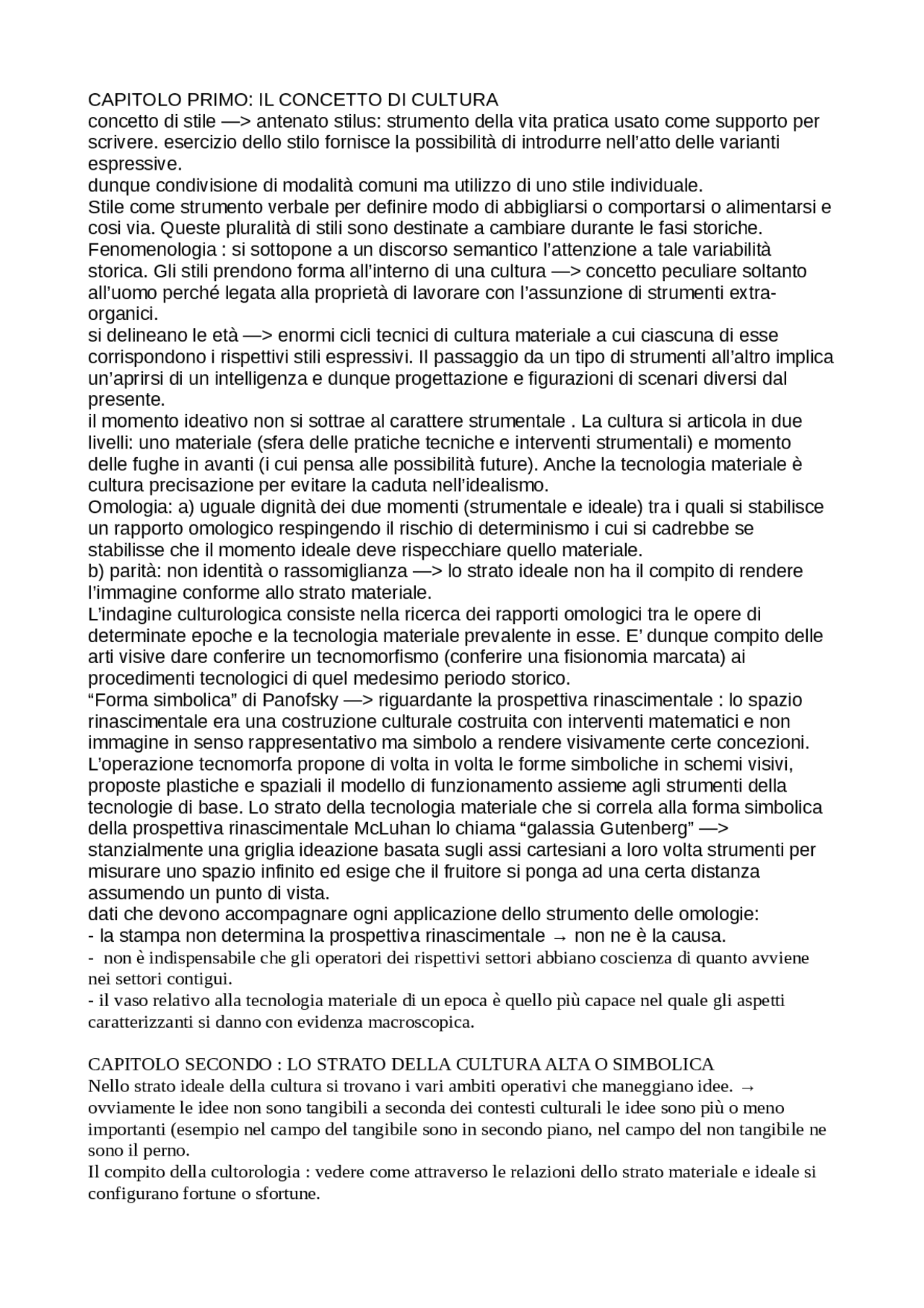 Riassunto Di Fenomenologia Degli Stili Esame Dams Triennale Docsity