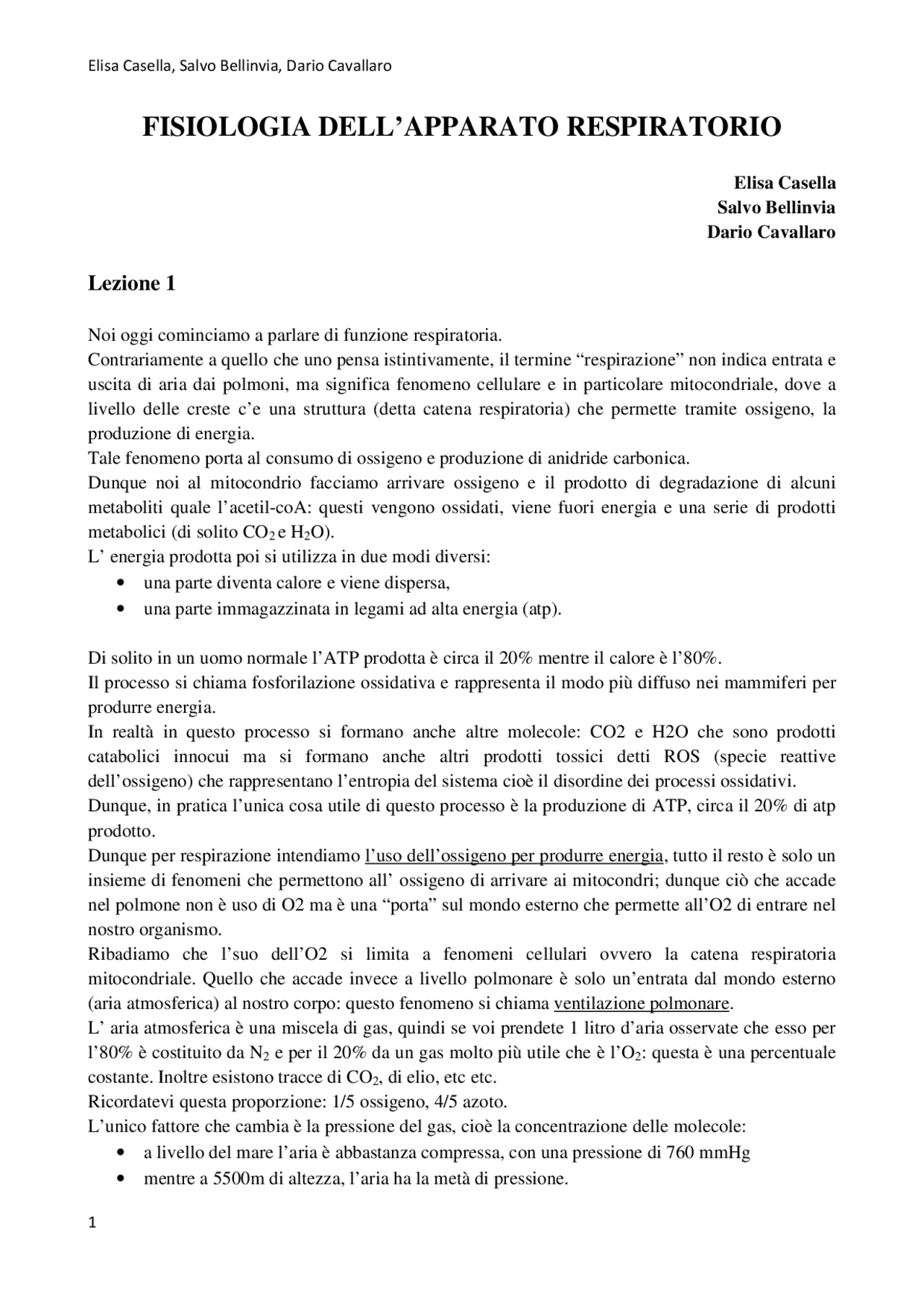 Appunti Fisiologa I App Respiratorio Docsity