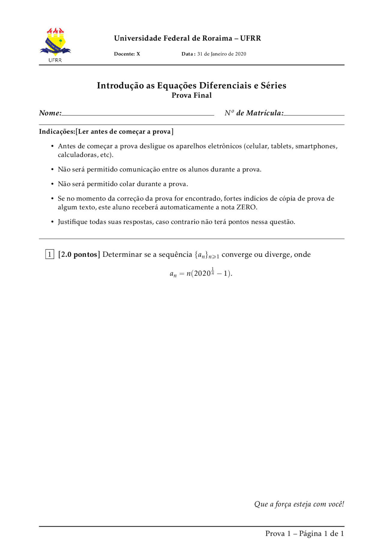 Prova De Equações Diferencias Docsity