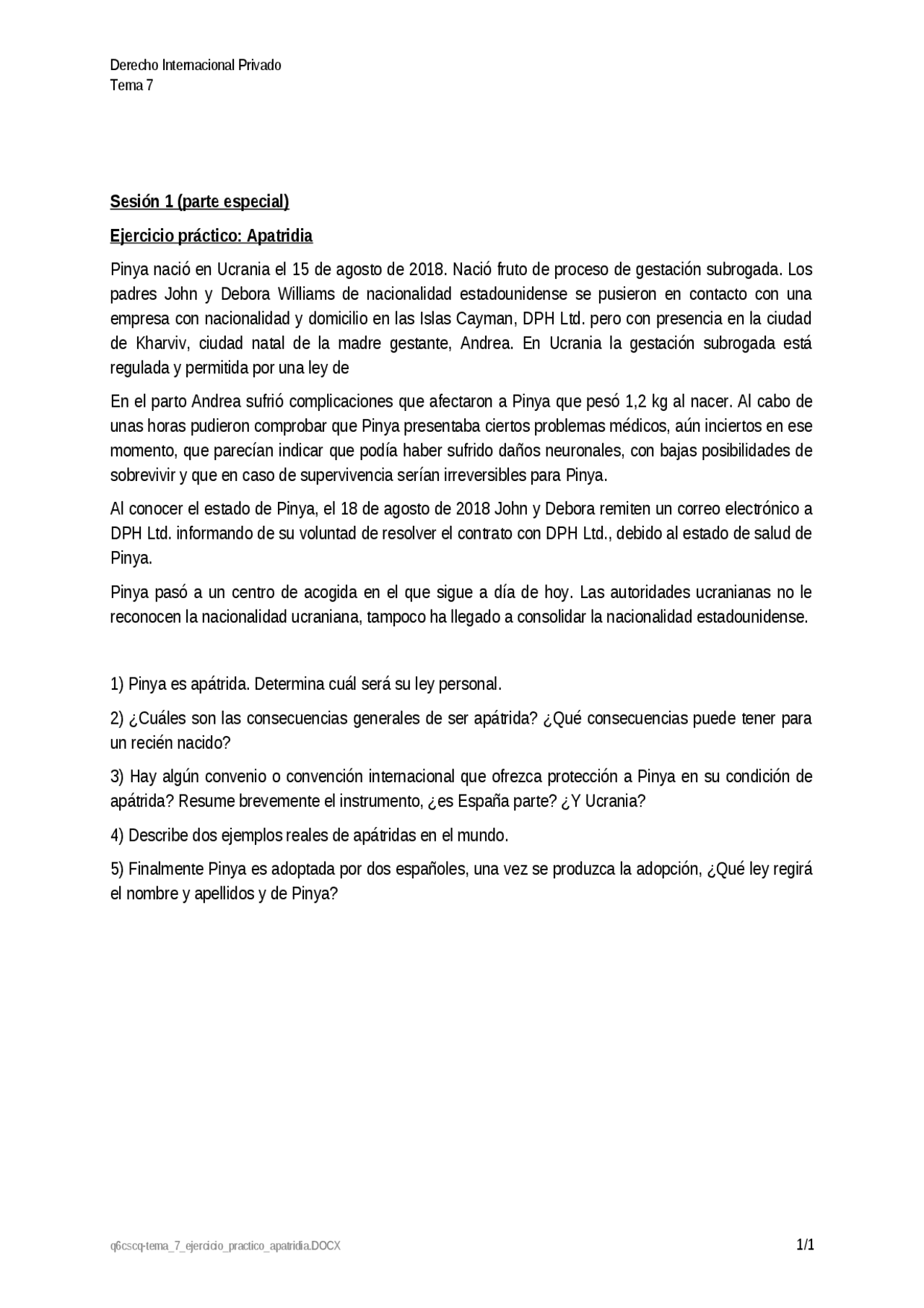 Ejercicio práctica apatrida - Docsity