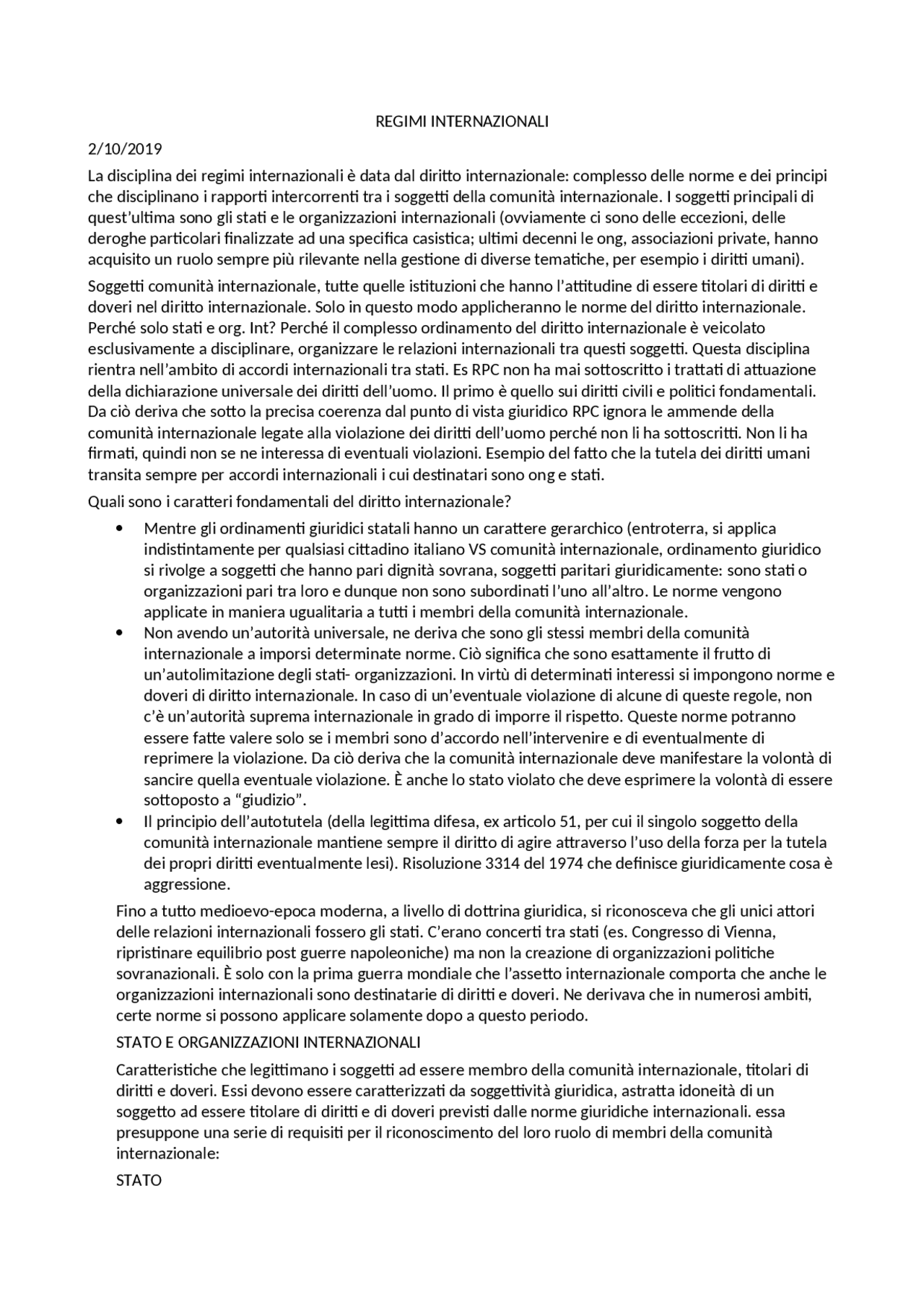 Appunti Completi Regimi Internazionali Docsity