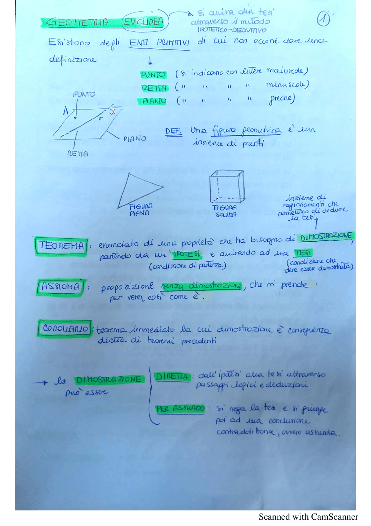 Geometria Euclidea Teoremi E Assiomi Docsity