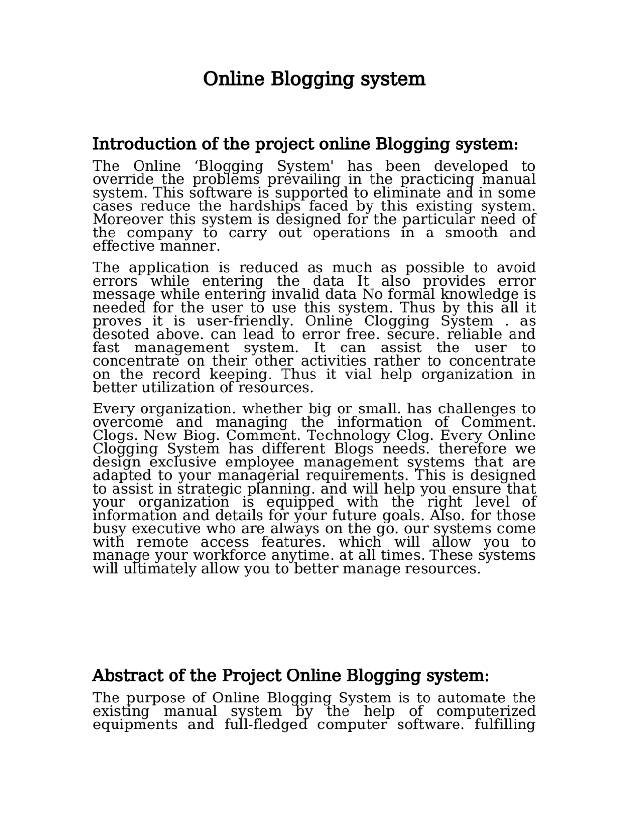 Online Blogging System | Summaries Computer Science | Docsity