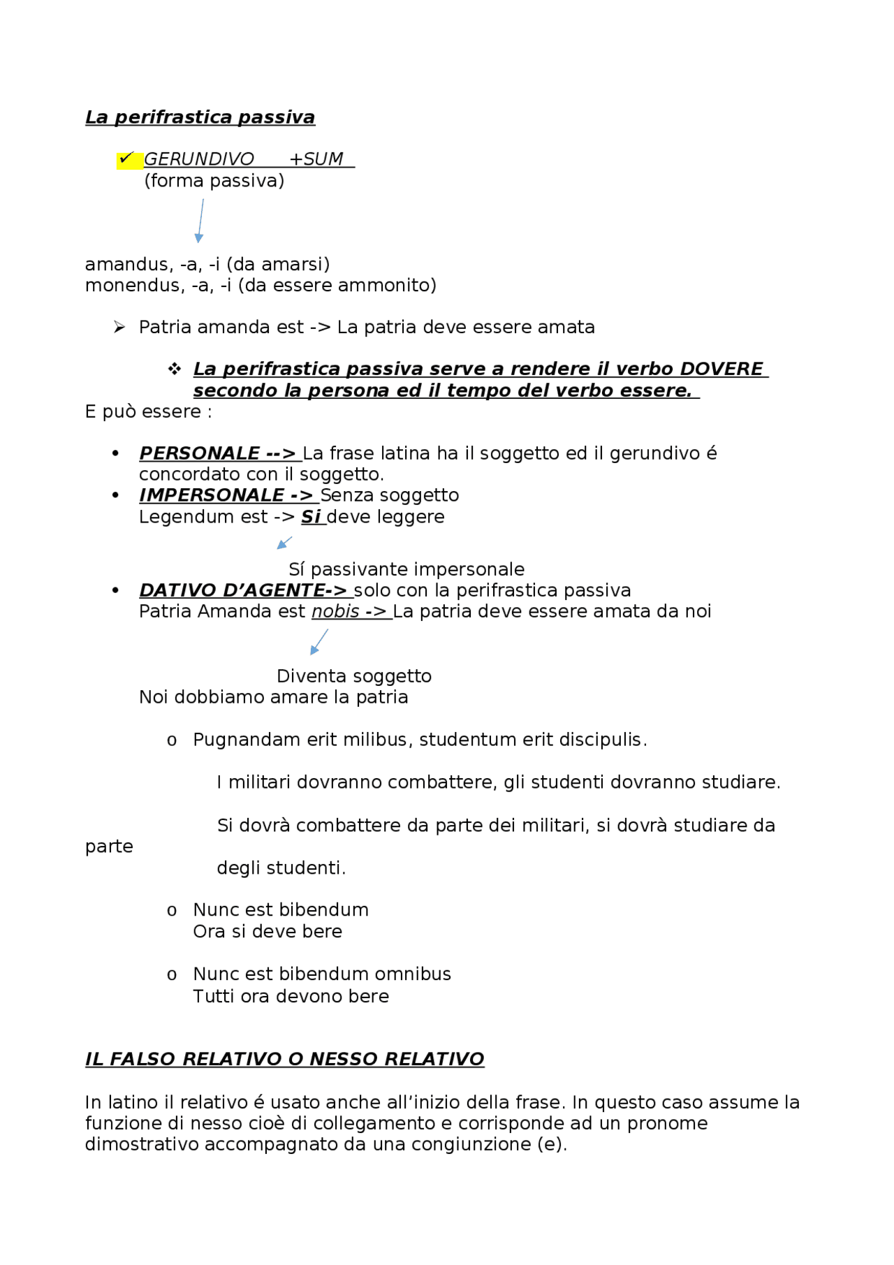 Riassunto Degli Elementi Salienti Della Sintassi Latina Docsity