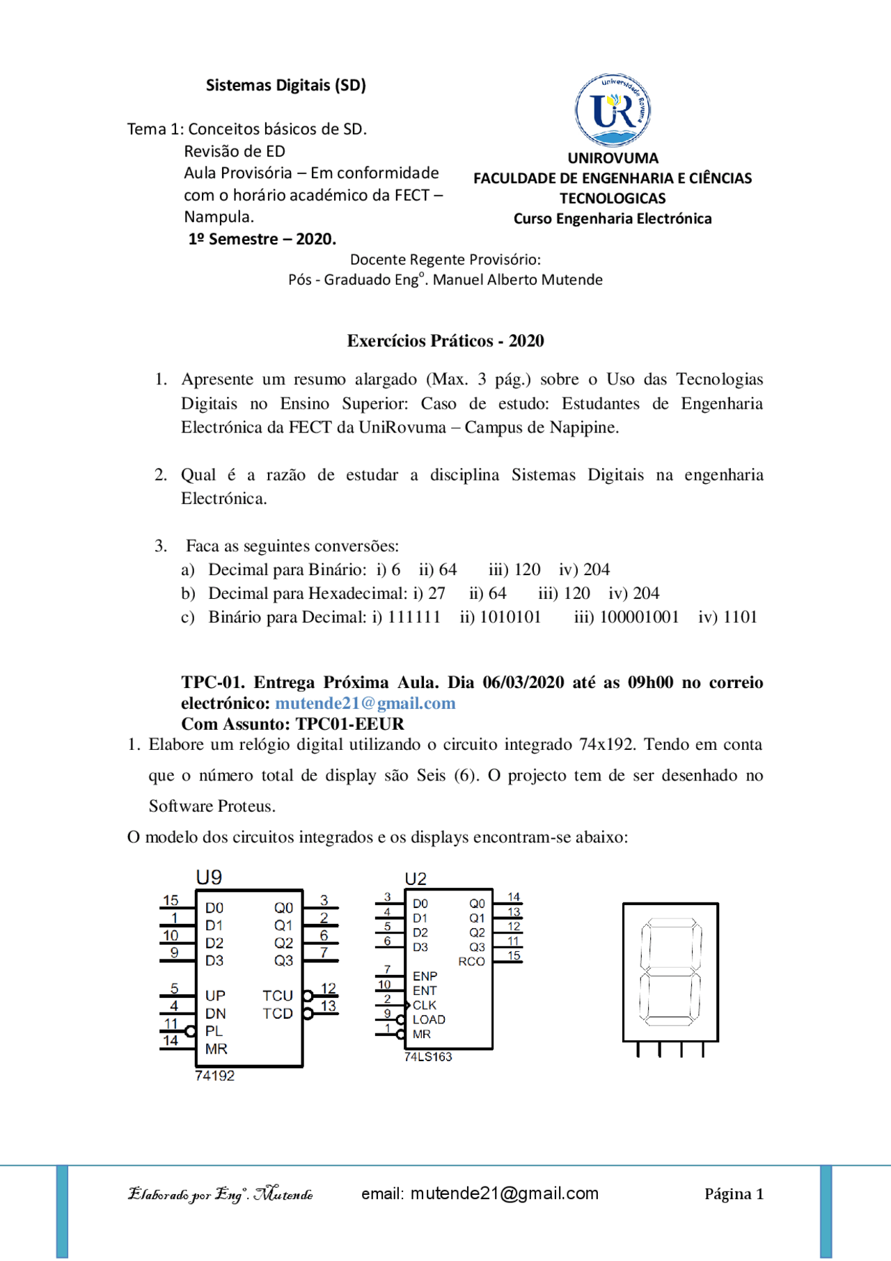Exercícios De Sistemas Digitais Docsity