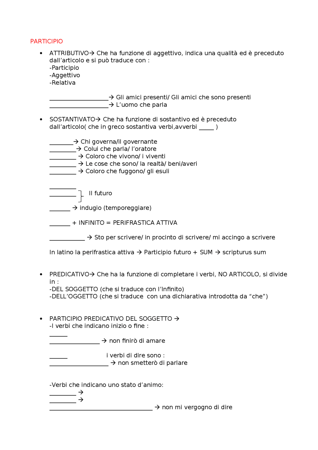 Sintassi greca, participio. - Docsity