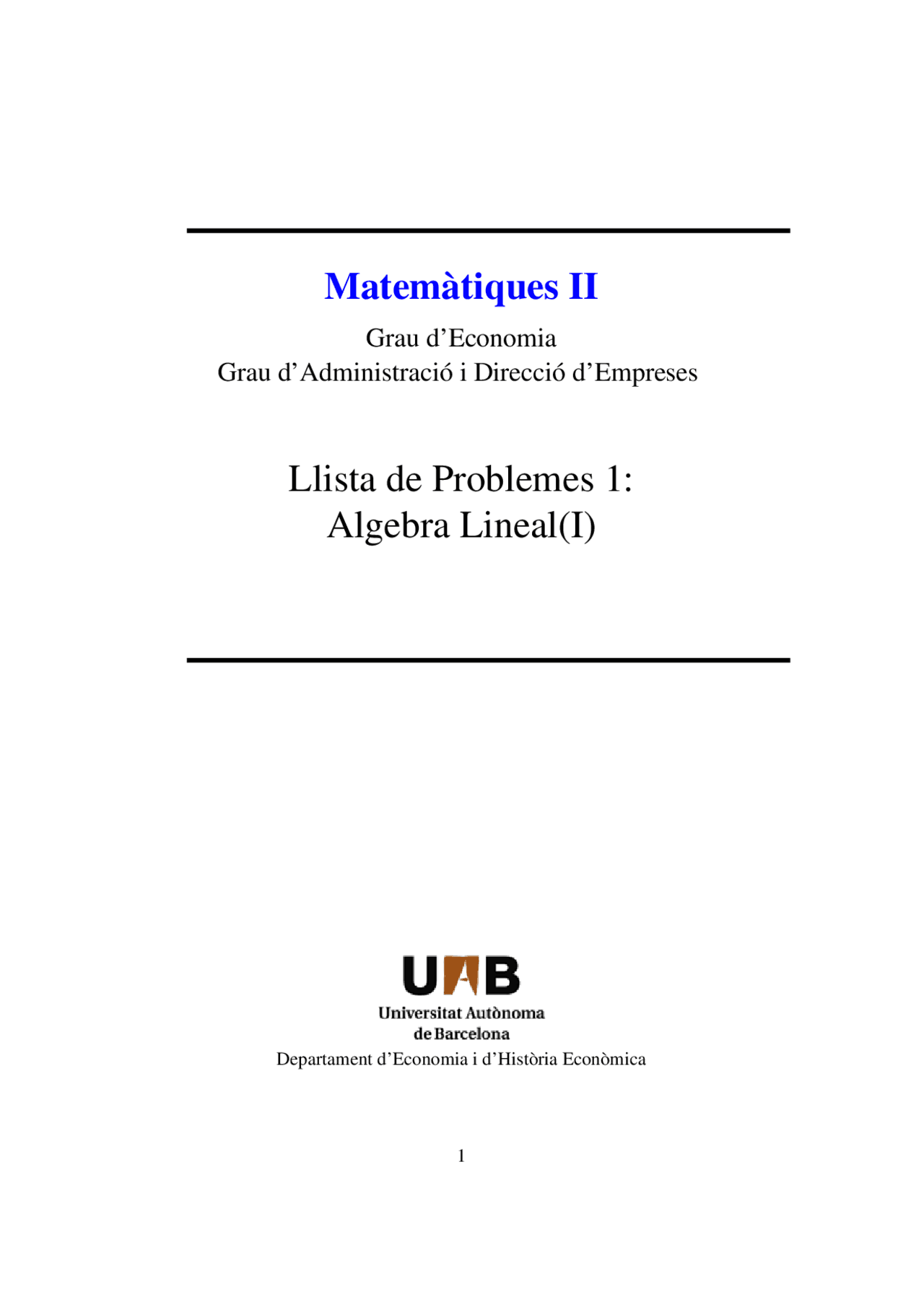 Llista Exercicis Tema 1 Docsity