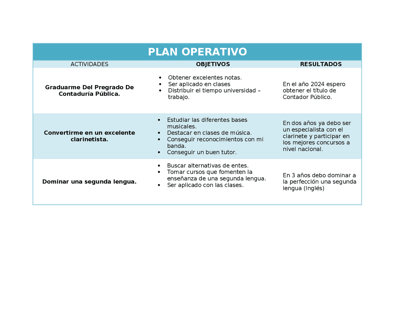 MODELO PLAN OPERATIVO | Resúmenes de Iniciación a la Actividad ...