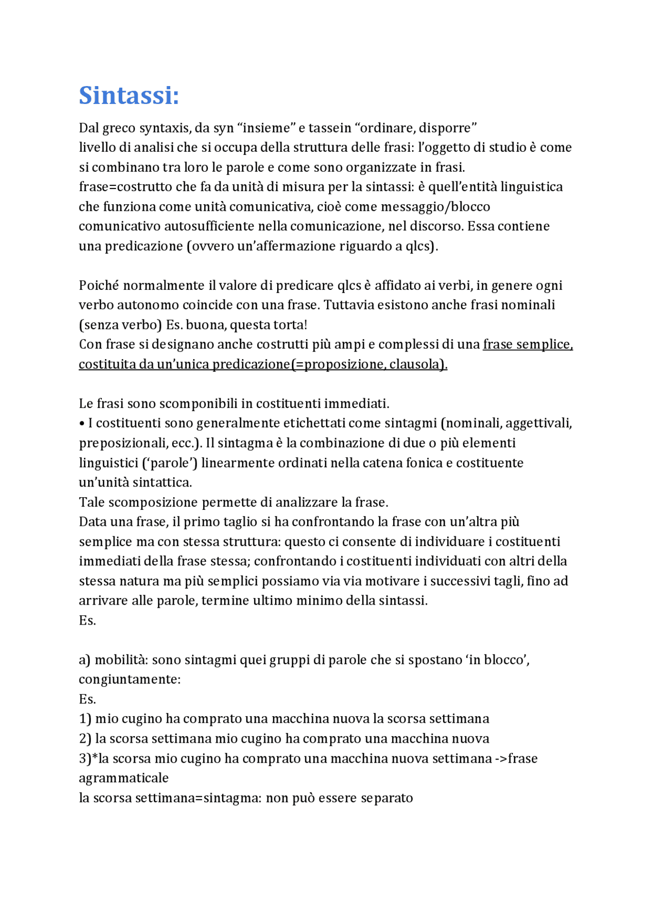 Sintassi linguistica generale Berruto Cerruti - Docsity