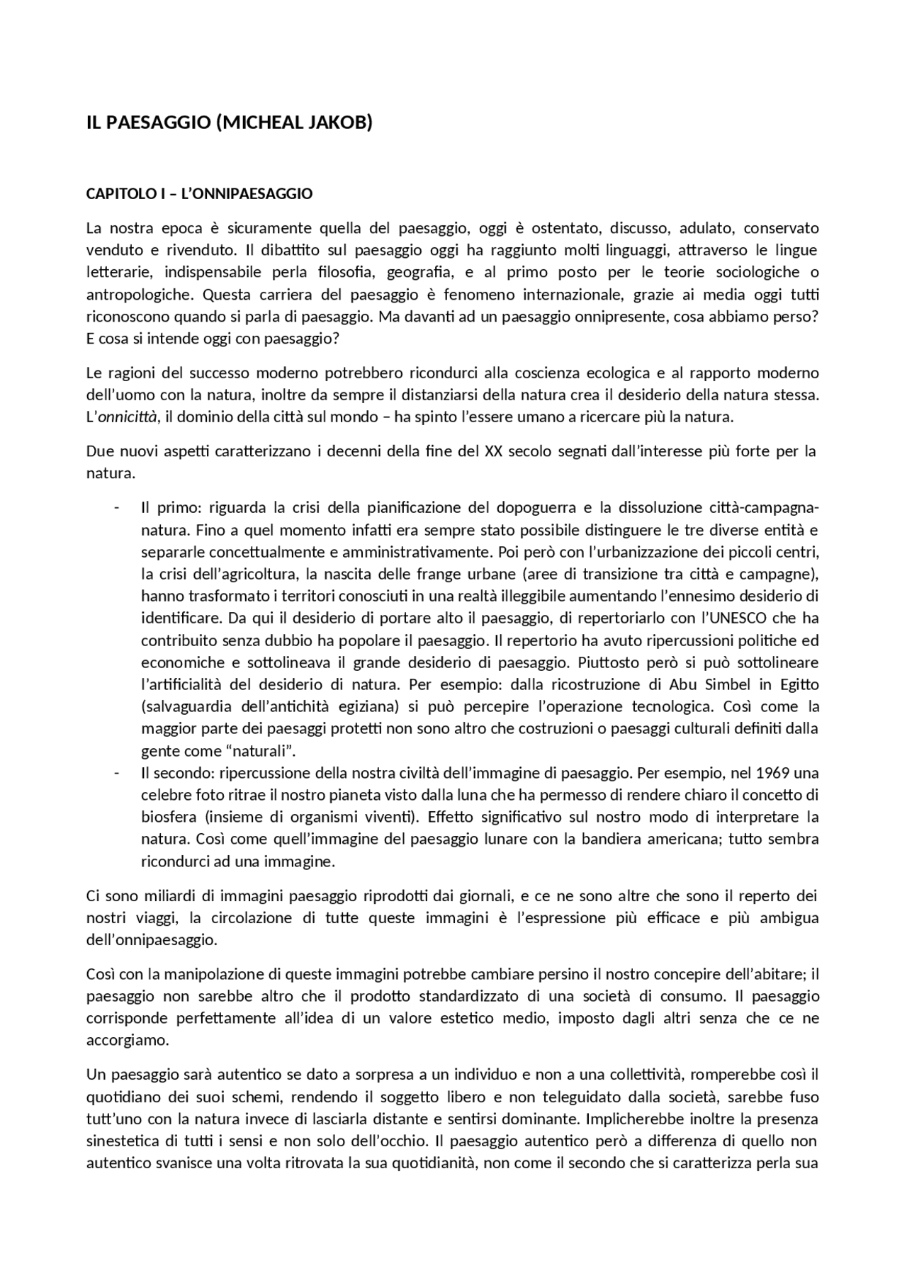 Il Paesaggio Di Micheal Jakob Docsity