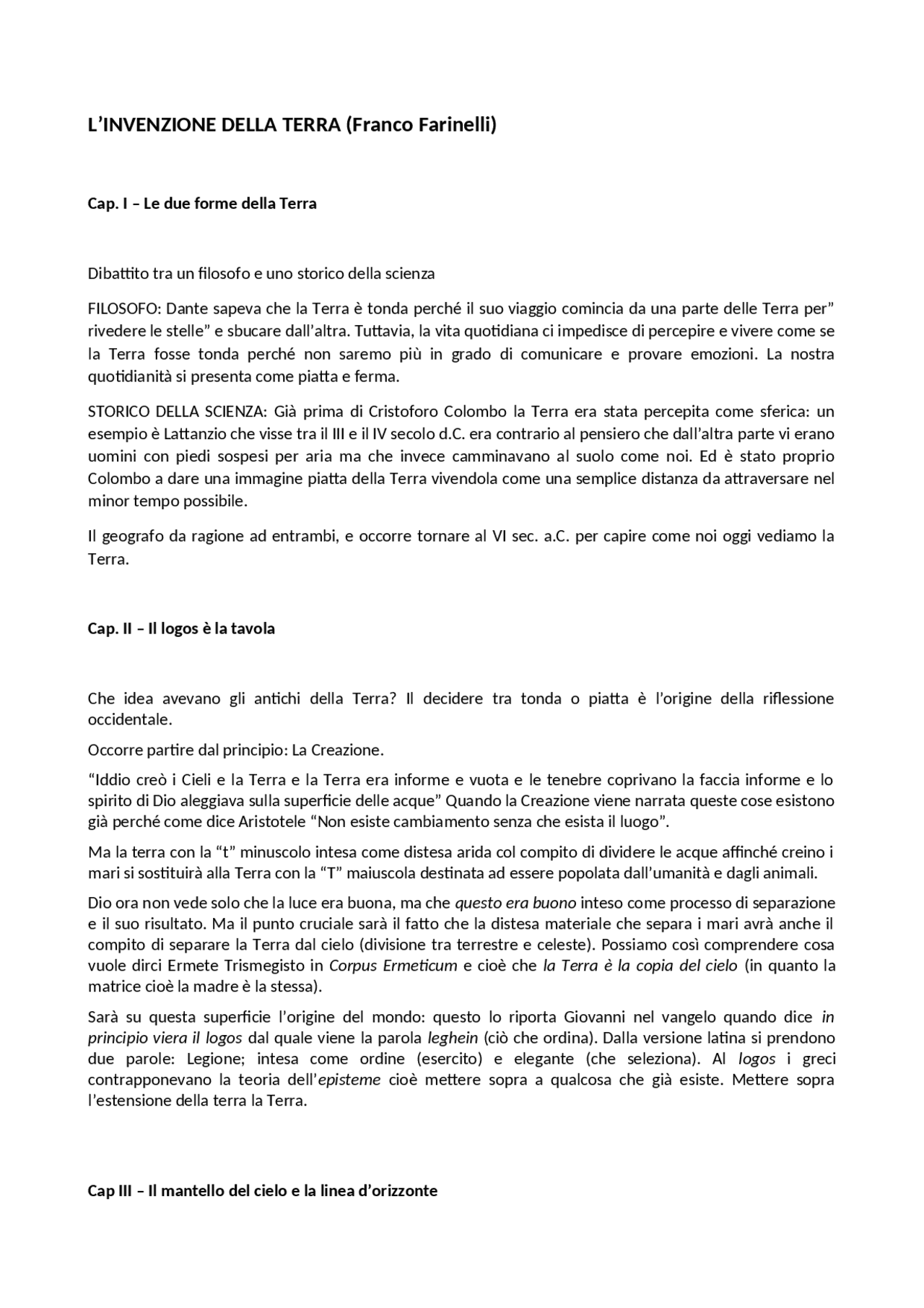 Linvenzione Della Terra Di Franco Farinelli Sintesi Del Corso Di