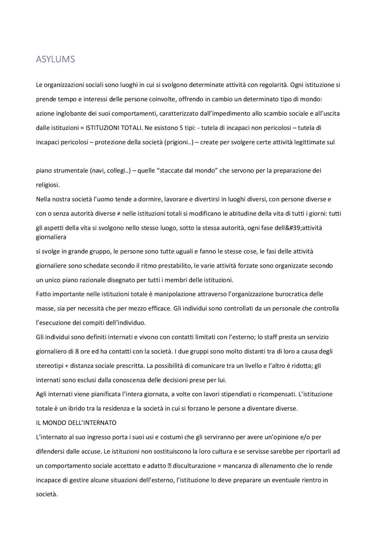 Ervin Goffman Asylums Docsity