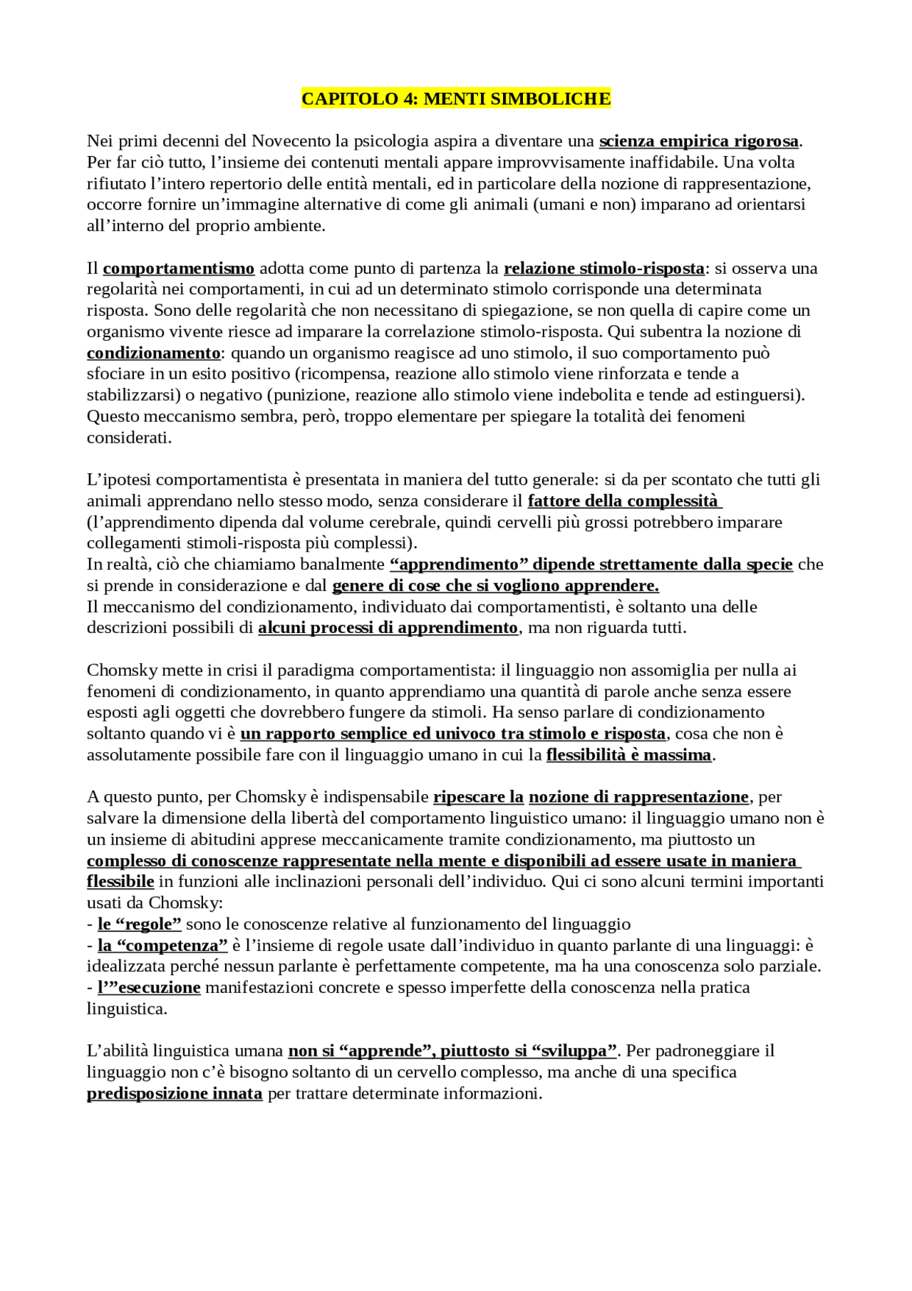 Teoria Del Linguaggio Capitolo 4 Menti Simboliche Docsity
